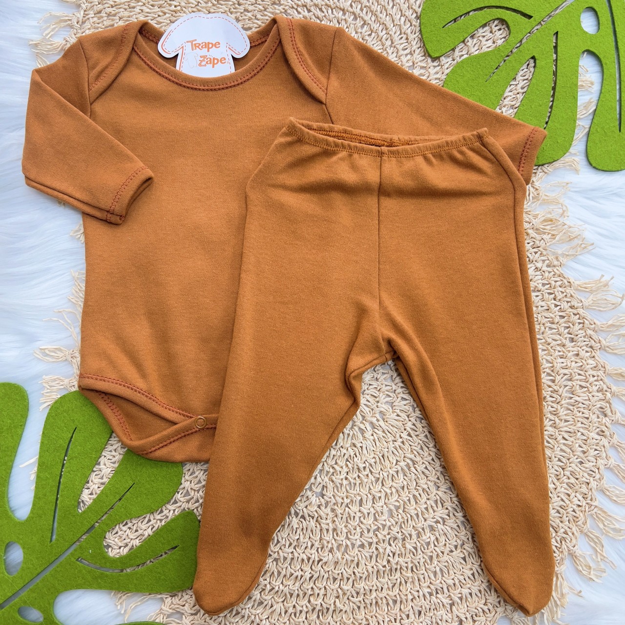 Conjunto body e mijão Basic manga longa - Ferrugem