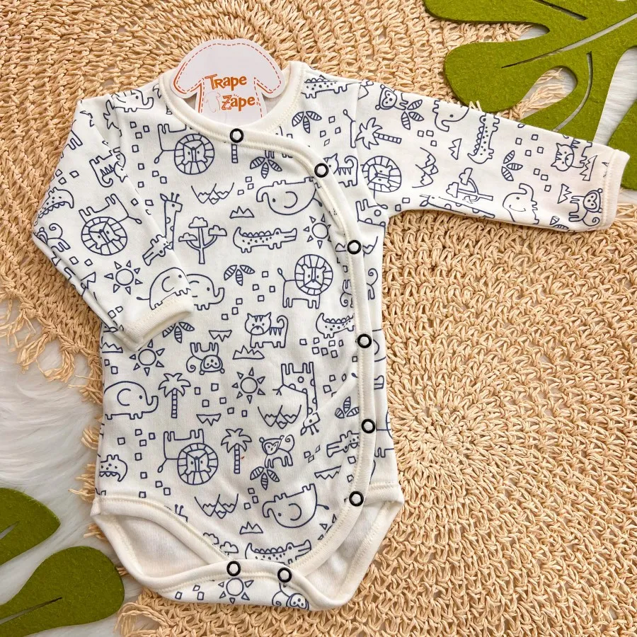 Body Kimono M/L Safari - Off White e Azul Jeans