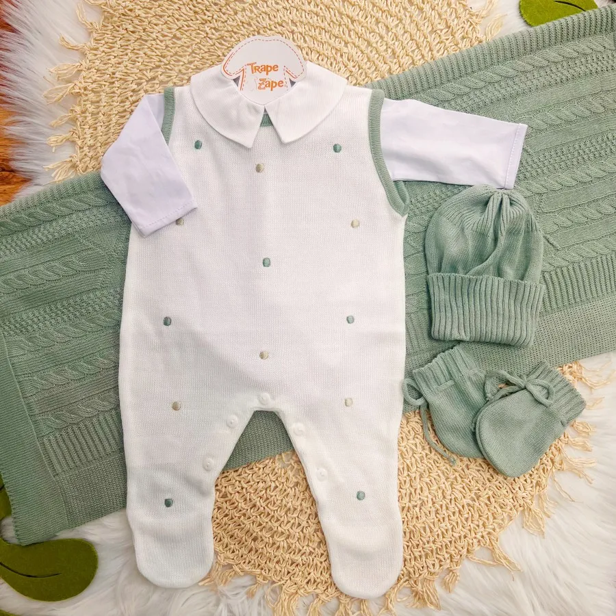 Saída de Maternidade Serenity - Verde e Branco